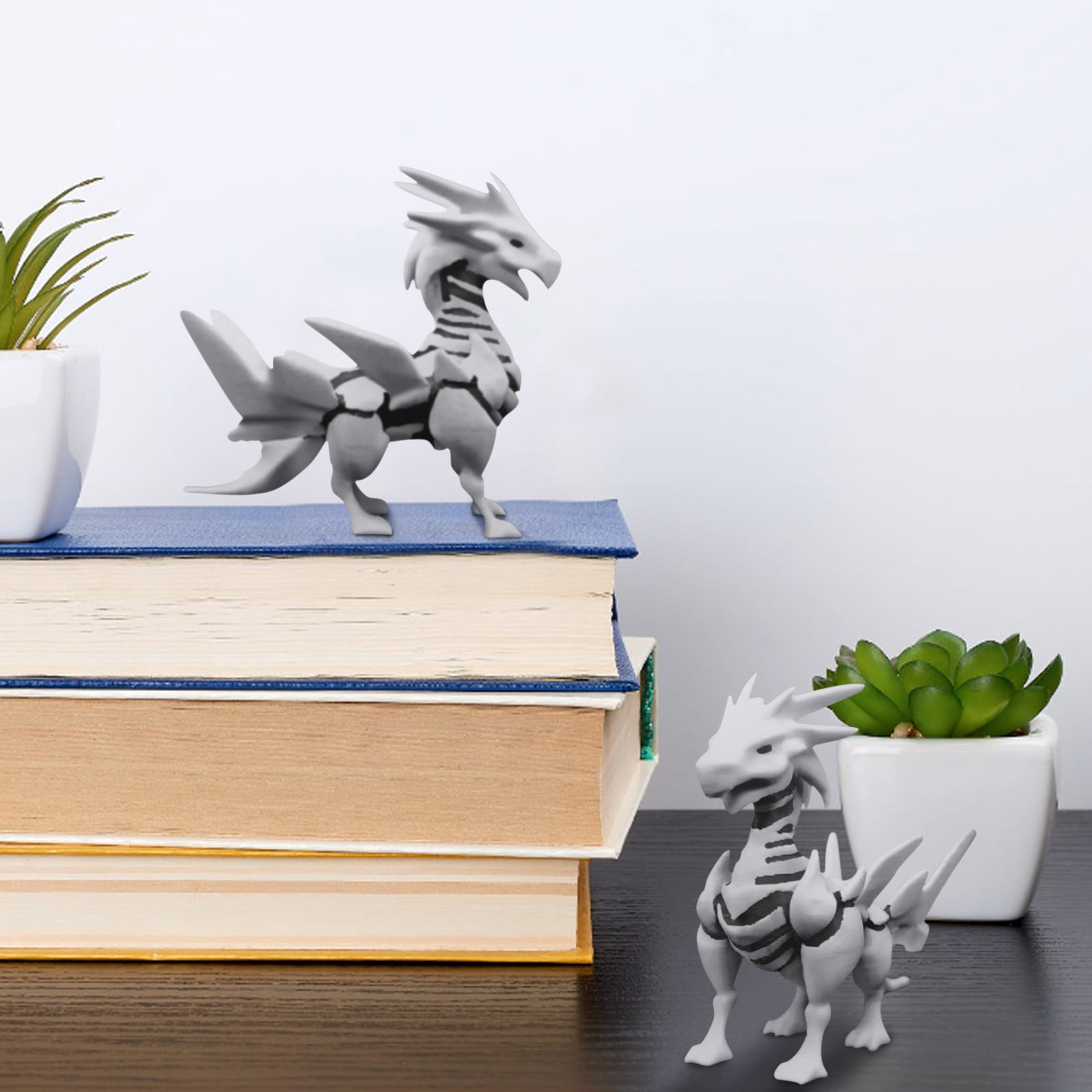 GuFamilya 3D Printed Movable Joint Evil Dragon Model Toy Gray - Walmart.com