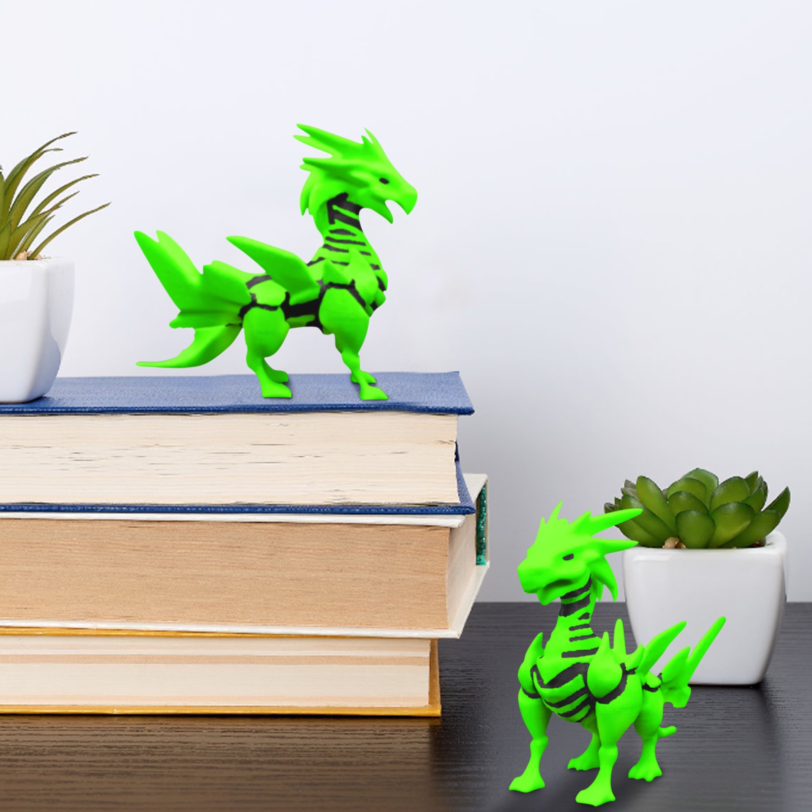 GuFamilya 3D Printed Movable Joint Evil Dragon Model Toy Green ...