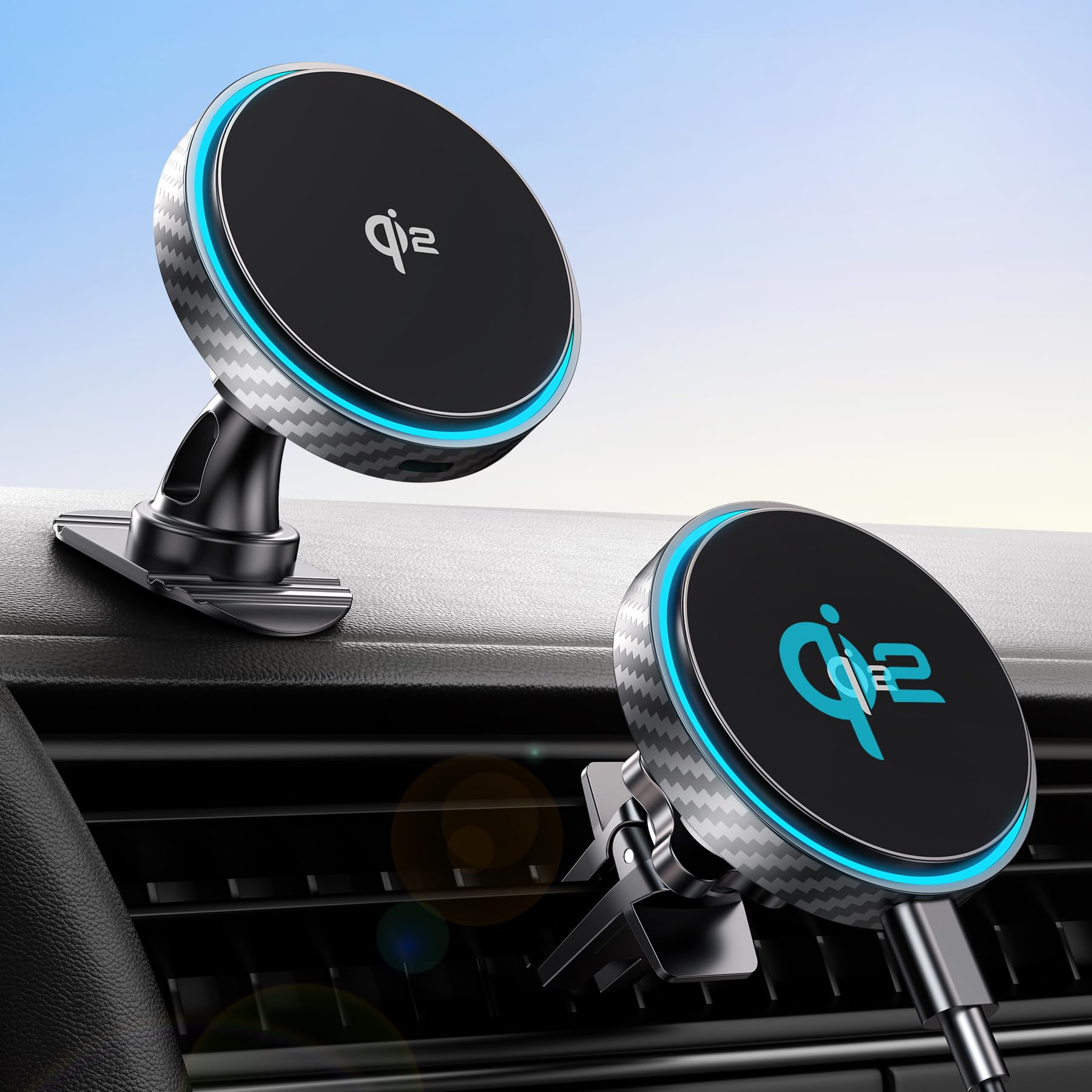 GuMosh for Magsafe Car Mount Charger [Qi2 Certified-15W], 360 ...