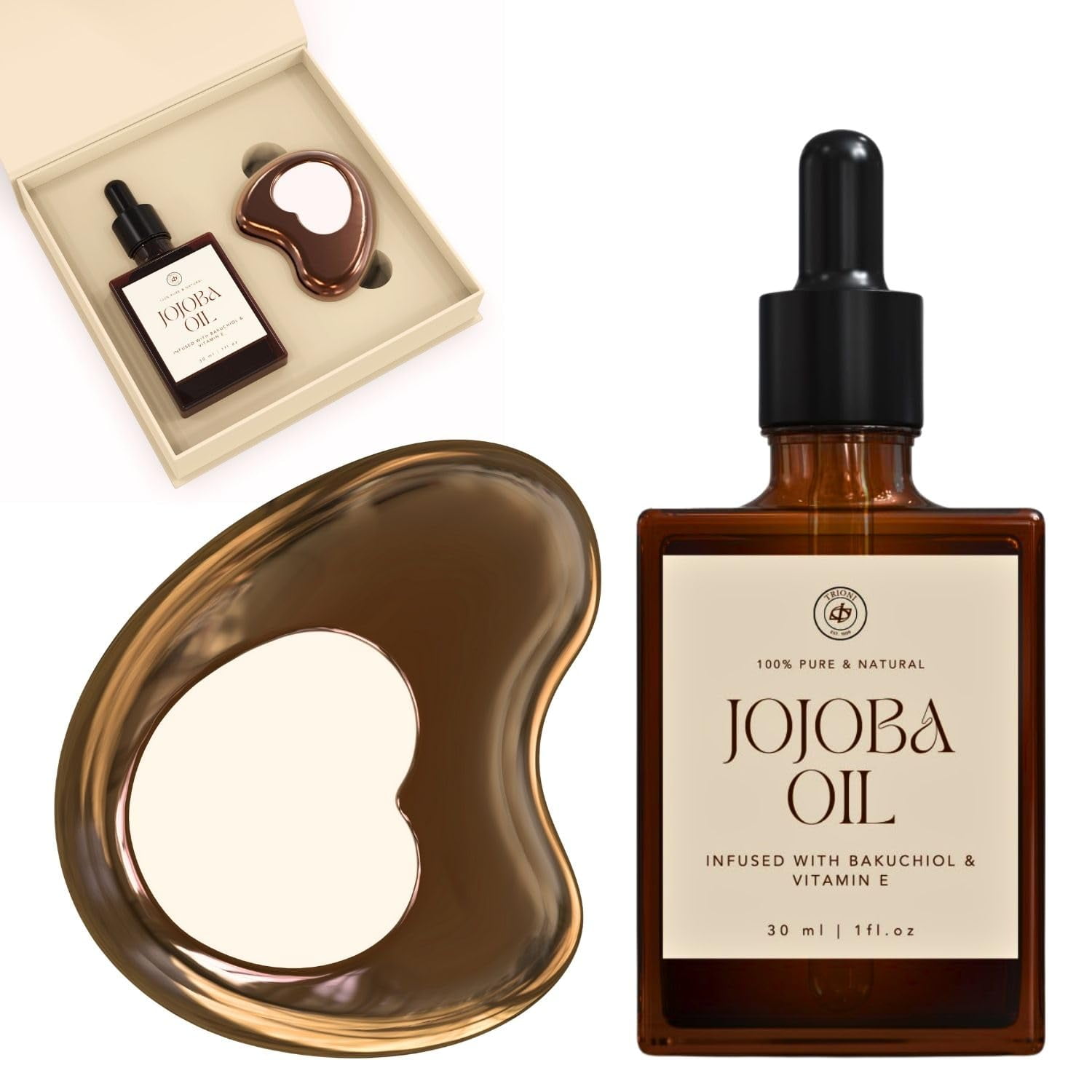 Gua Sha Facial Tools BCA3 and Gua Sha Oil Set - Gua Sha Set Consists of ...