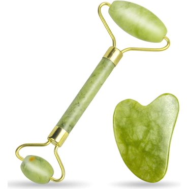 VIIWII Jade Stone Facial Kit: Natural Jade Face Roller & Gua Sha Skin ...