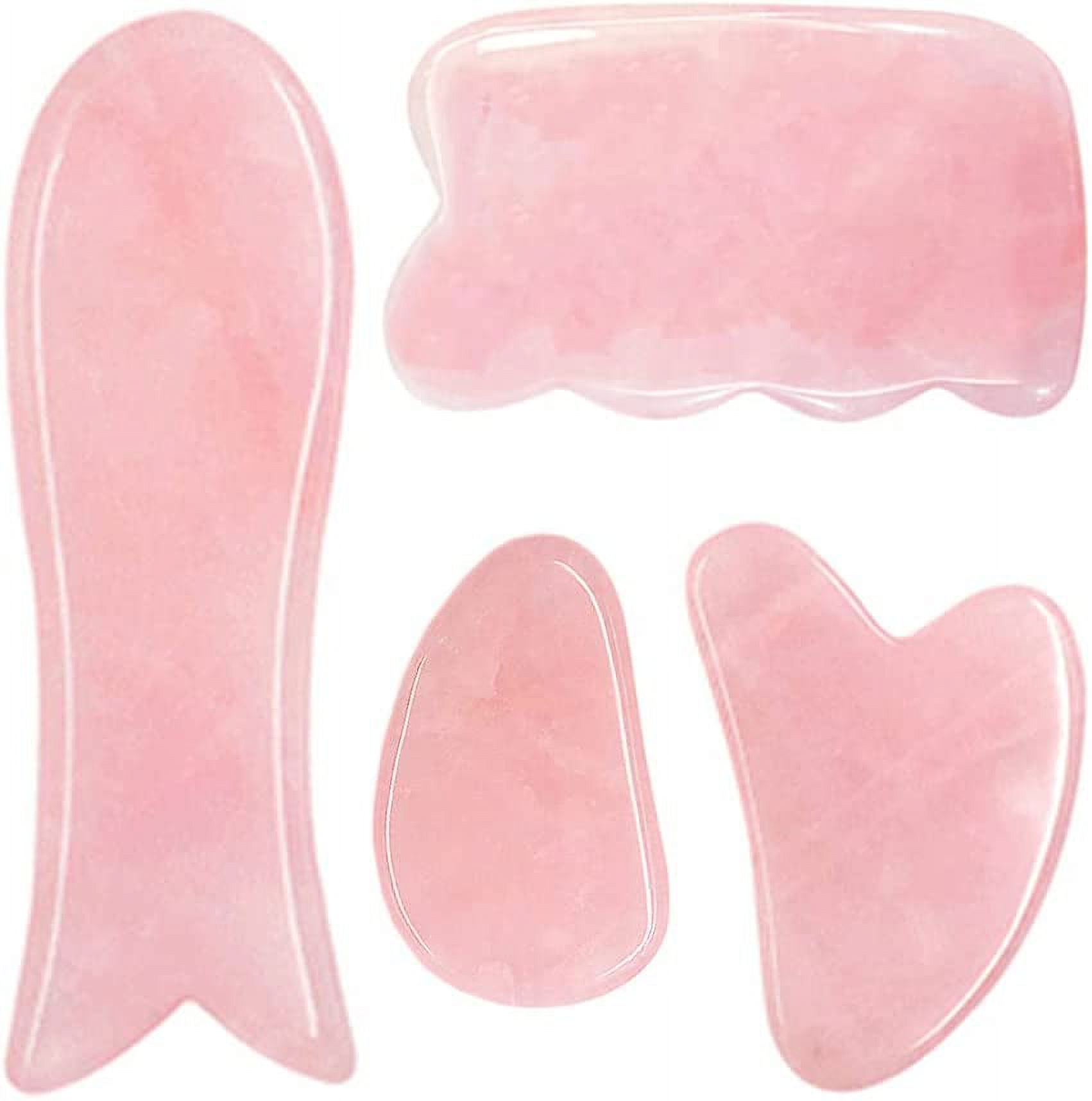 Gua Sha Scraping Massage Stone,4pcs Handmade Rose Quartz Guasha Board ...