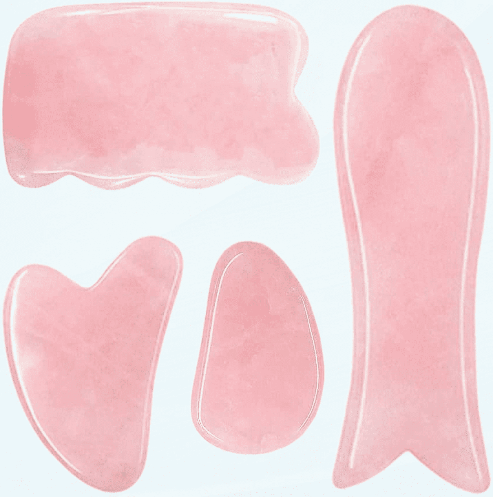 Gua Sha Scraping Massage Stone,4pcs Handmade Rose Quartz Guasha Board ...