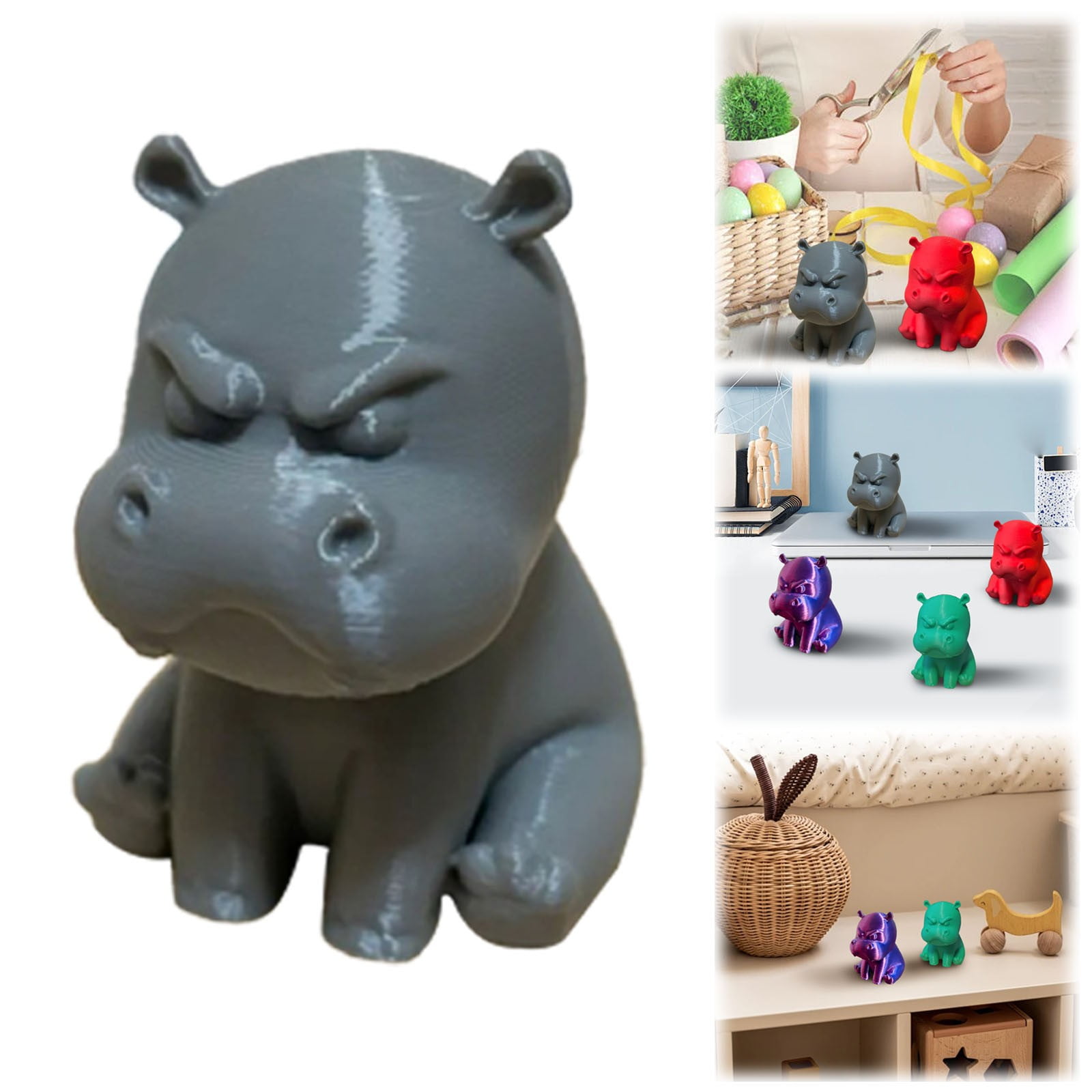 GuaLeg 3D Printed Angry Hippo & Playful Decor Piece Hippo Gifts Hippo ...