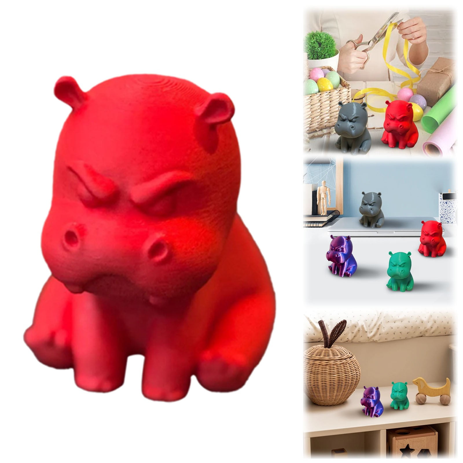 GuaLeg 3D Printed Angry Hippo & Playful Decor Piece Hippo Gifts Hippo ...