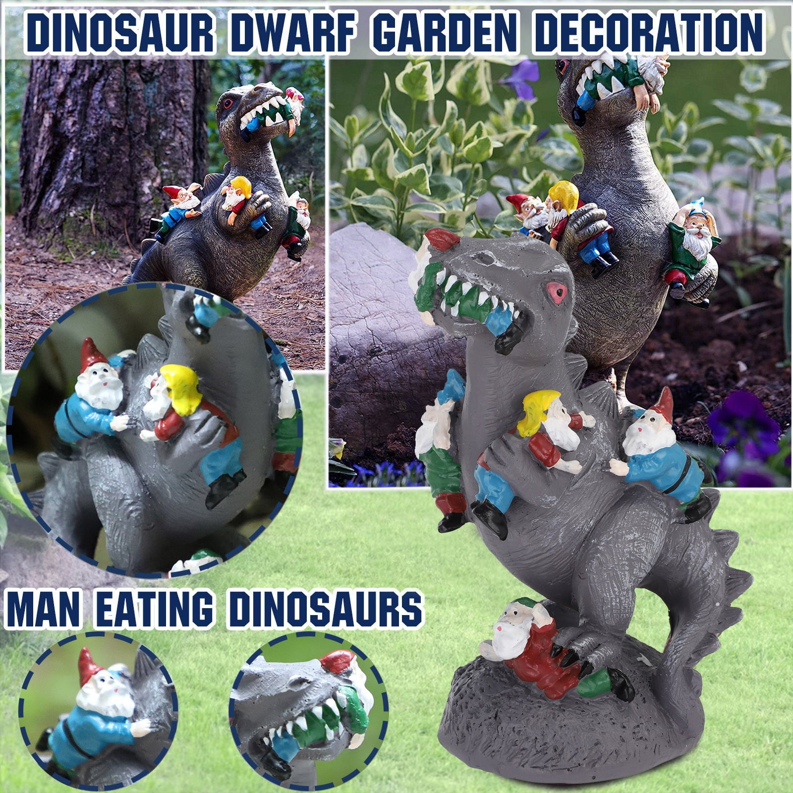 GuaLeg Garden Gnome Statues Outdoor Decor, Dinosaur Eating Gnomes ...