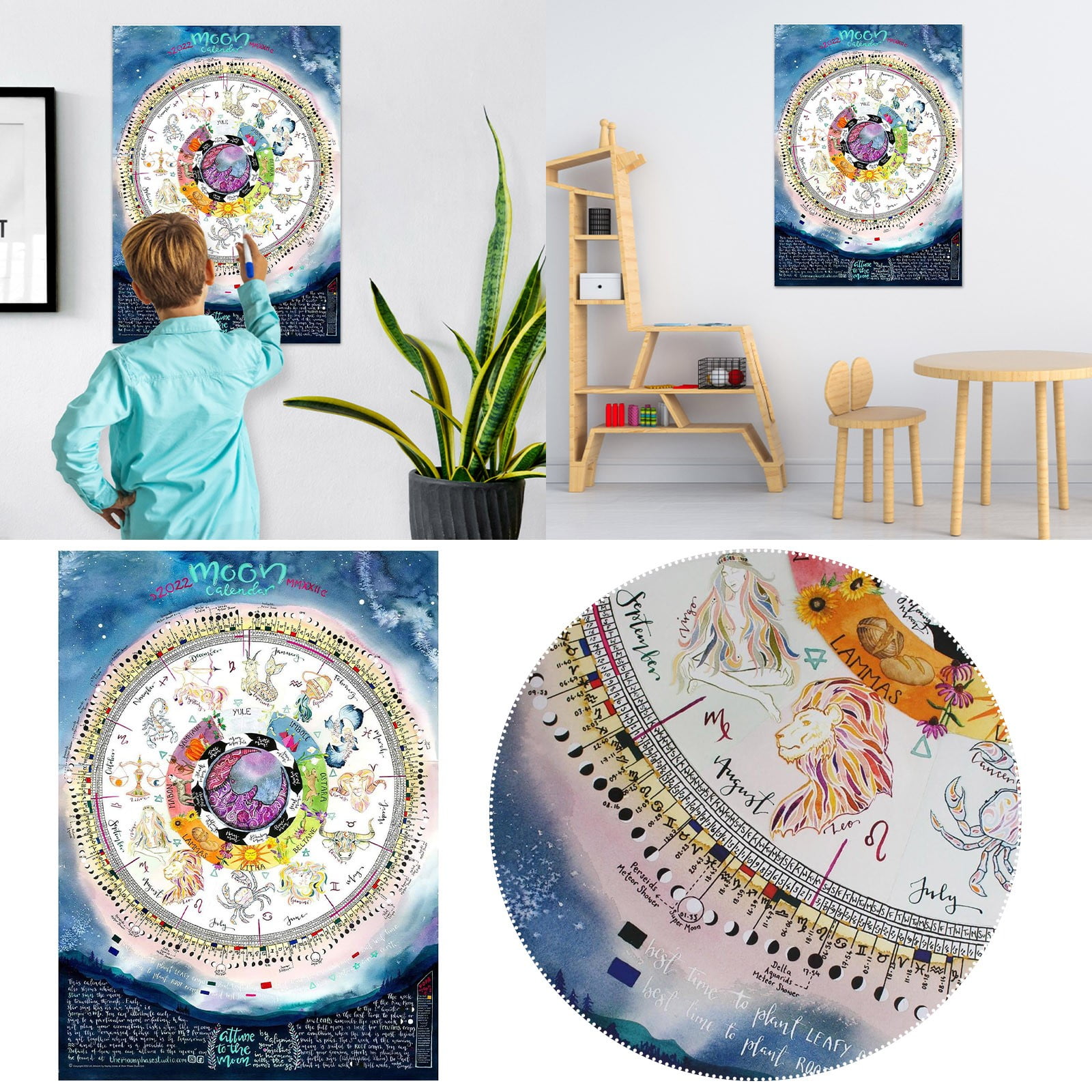 GuaLeg Moon Pendant Decoration Calendar Turntable Home Calendar ...