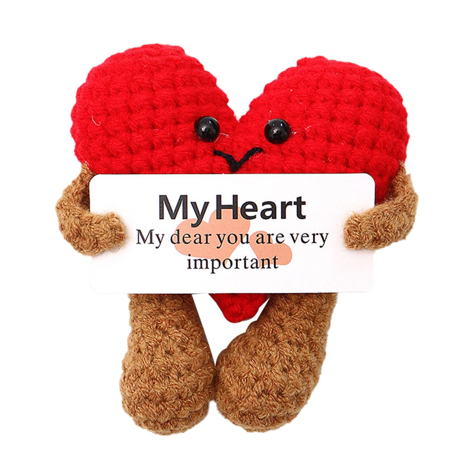 GuaLeg Positive Heart Crochet Wool Yarn Funny Positive Knitted Toy Doll ...