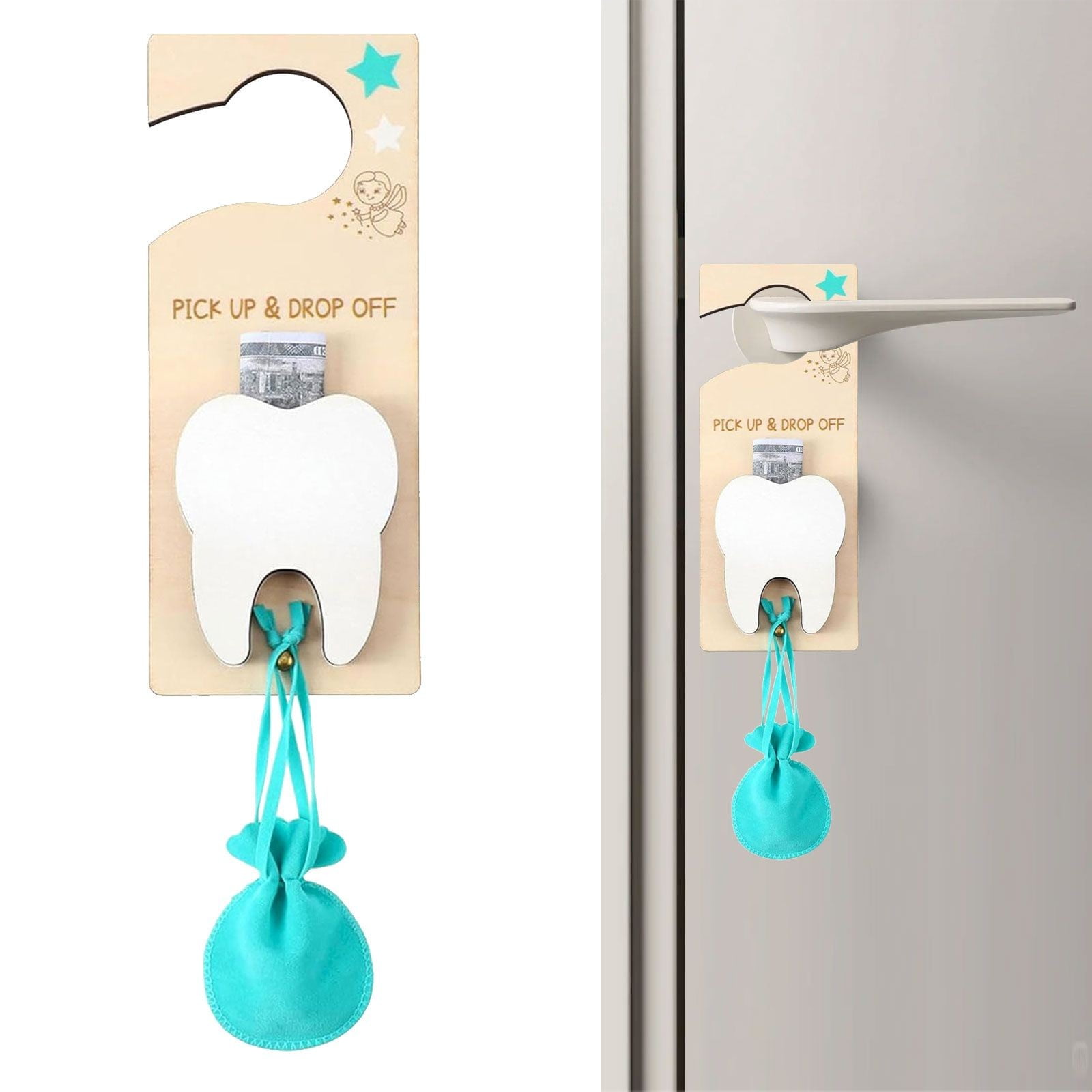 GuaLeg Tooth Fairy Pick Up and Drop Off Tooth Fairy Door Hanger with ...
