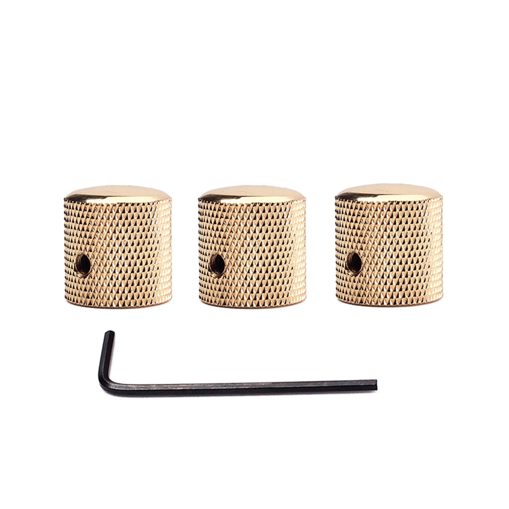 Guaber 3 Pcs Electric Guitar Bass Effect Knob Tone Control Knob Potentiometer Metal Dome Knobs ...
