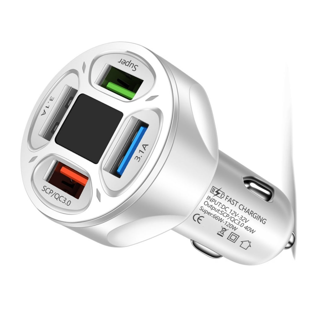 Guaber 4 Port USB C Car Charging Adapter AC12-32V USB Socket 66W Fast ...