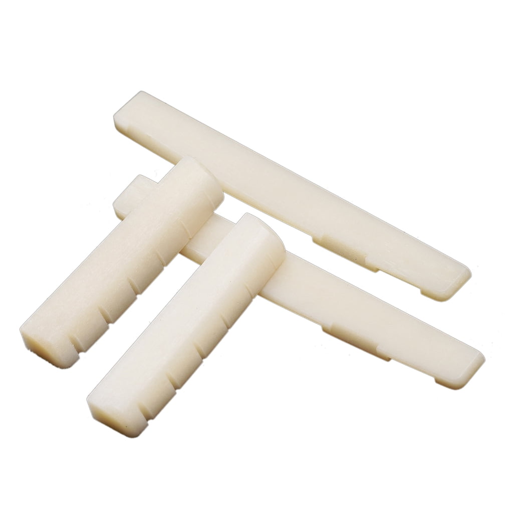 Guaber Acoustic Guitar Bone Bridge Saddle and Nut for 6 String Acoustic ...