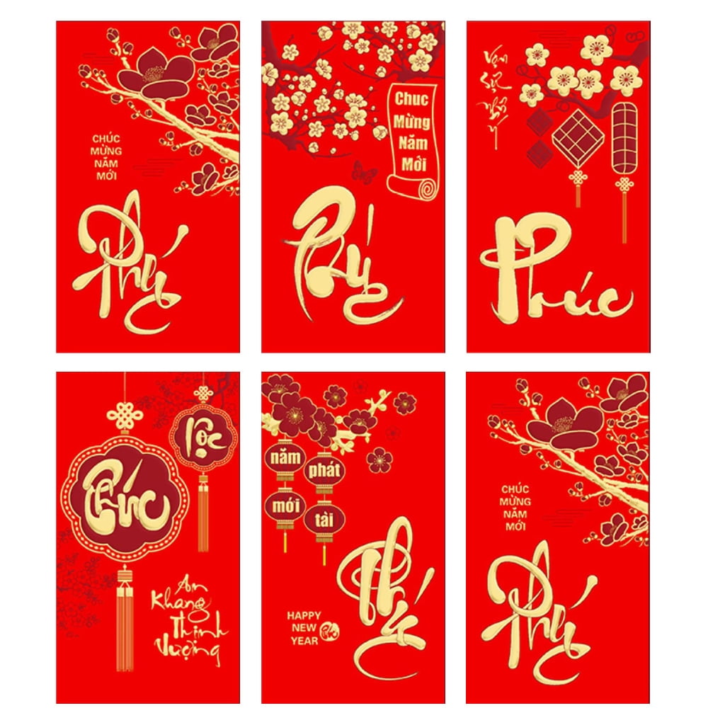 Guaber Pack Of 6 Chinese New Year Redness Envelopes for 2025 Snake Year ...