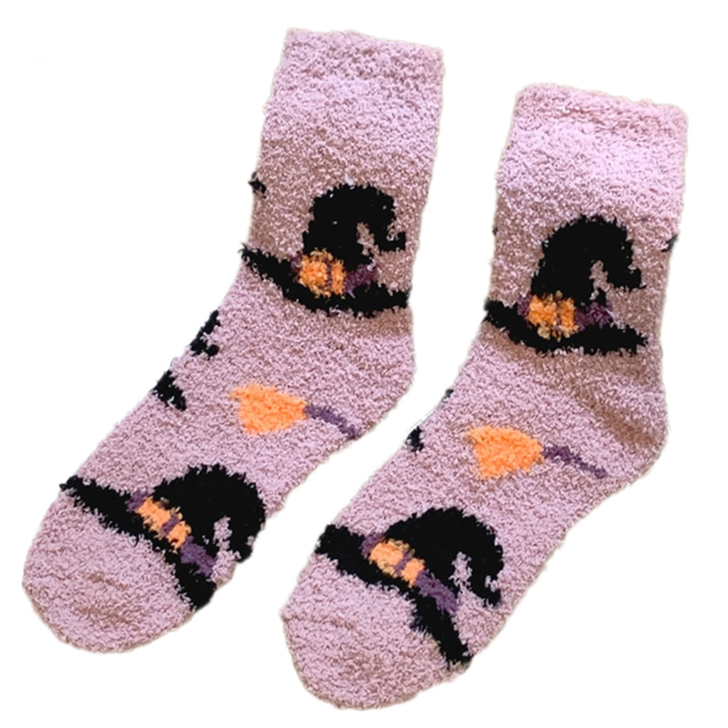 Guaber Sock,Cozy Coral Fleece Women's Socks with Cartoon Pumpkin ...