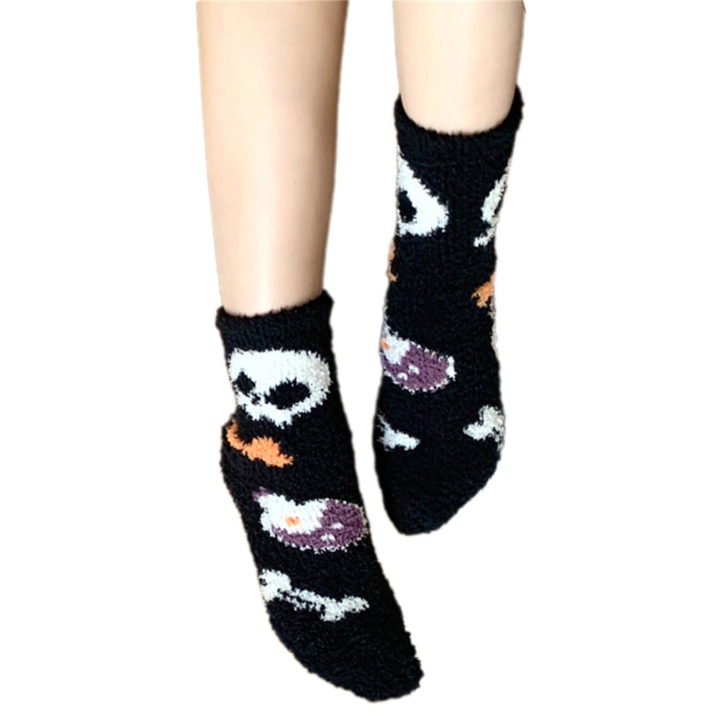Guaber Sock,Cozy Coral Fleece Women's Socks with Cartoon Pumpkin ...