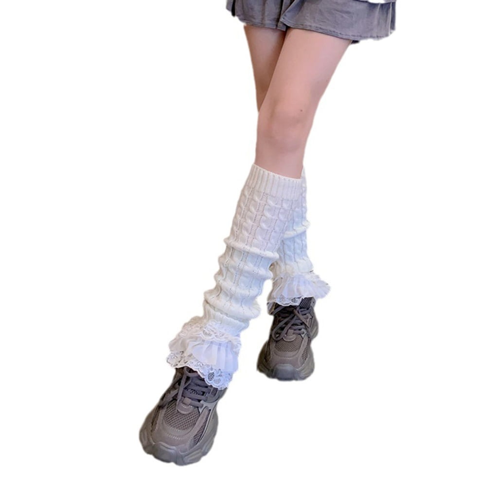 Guaber Sock,Japanese Women Twist Cable Knit Bowknot Leg Warmer Socks ...