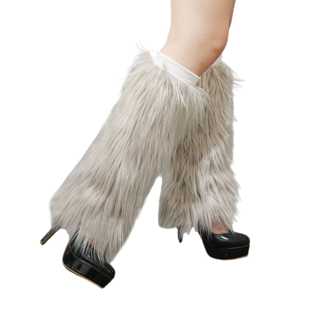 Guaber Sock,Plush Leg Warmers for Women Soft Furry Boot Toppers Ribbed ...