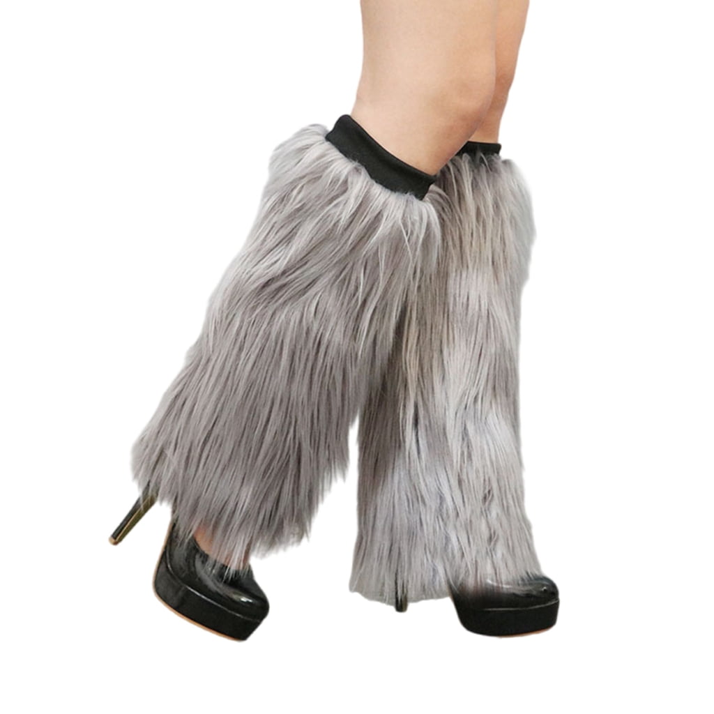 Guaber Sock,Plush Leg Warmers for Women Soft Furry Boot Toppers Ribbed ...