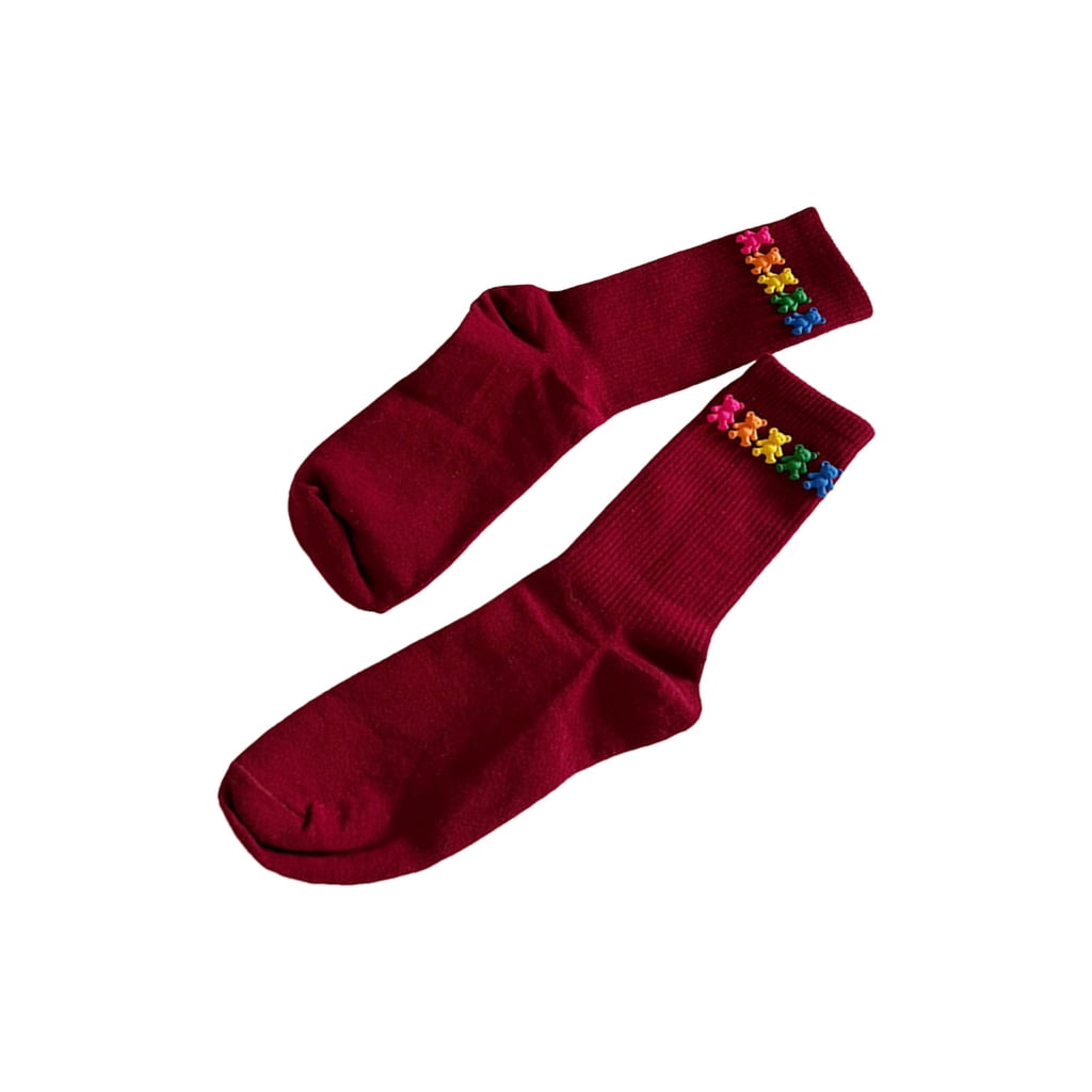 Guaber Sock,Women 3D Rainbow Bear Cotton Socks Japanese Bright Solid ...