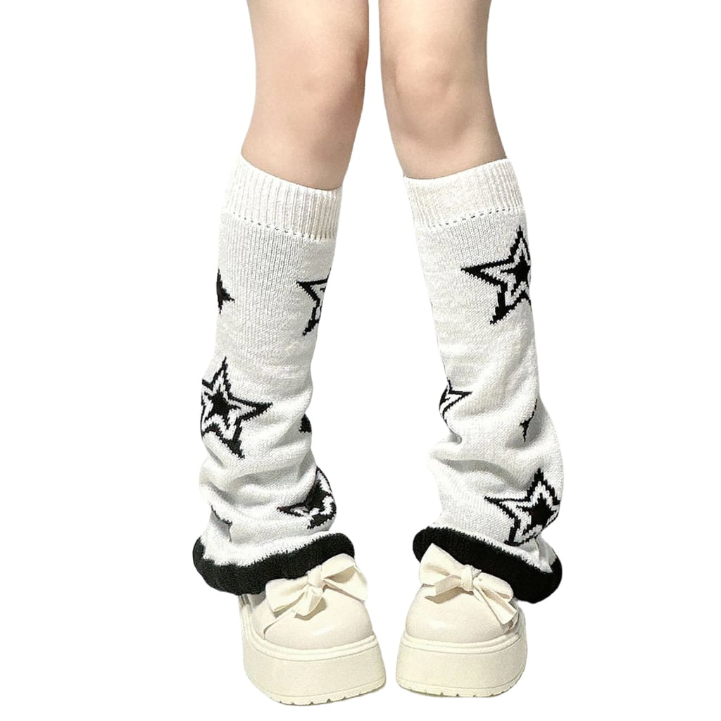 Guaber Sock,Women Aesthetic Star Pattern Leg Warmers Japanese Punk ...