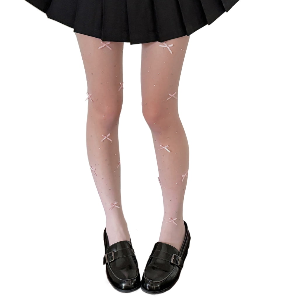 Guaber Sock,Women Aesthetic Sweet Bowknot Sheer Silk Tights Stockings ...