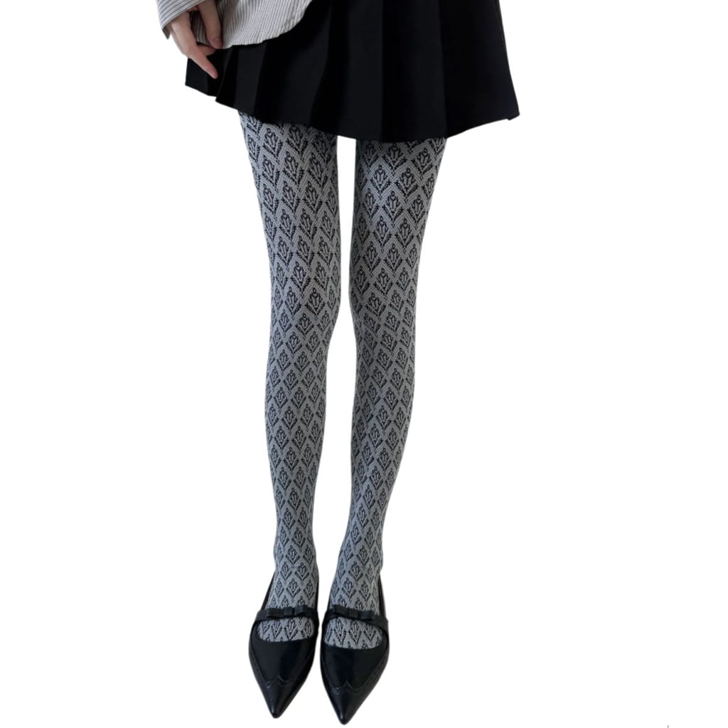 Guaber Sock,Women Aesthetic Vintage Dark Floral Pattern Pantyhose ...