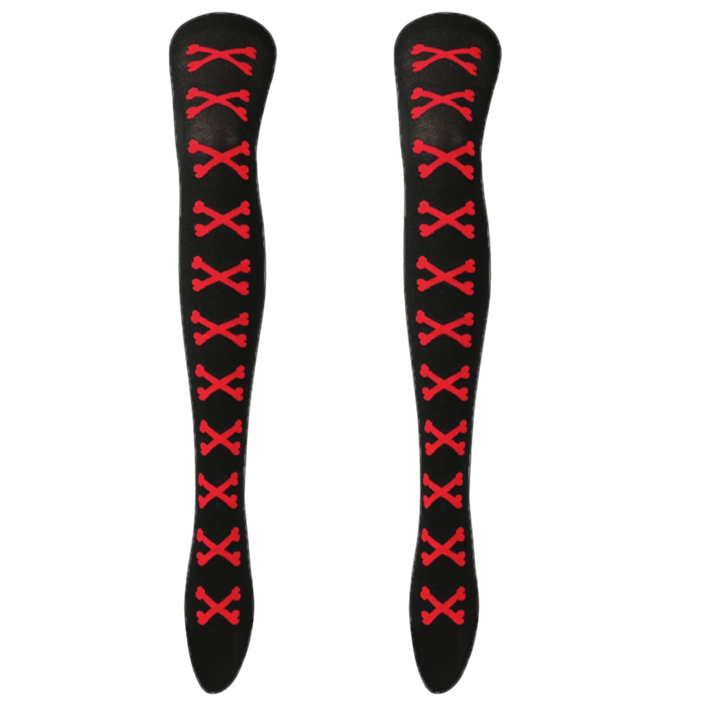 Guaber Sock,Women Anime Girl Halloween Heart Skeleton Print Thigh High ...