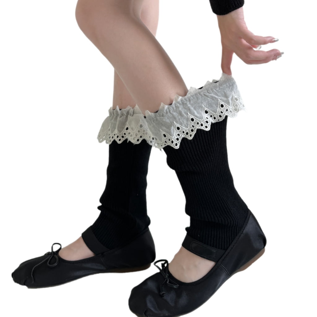 Guaber Sock,Women Girls Aesthetic Ribbed Knit Leg Warmer Calf Socks ...