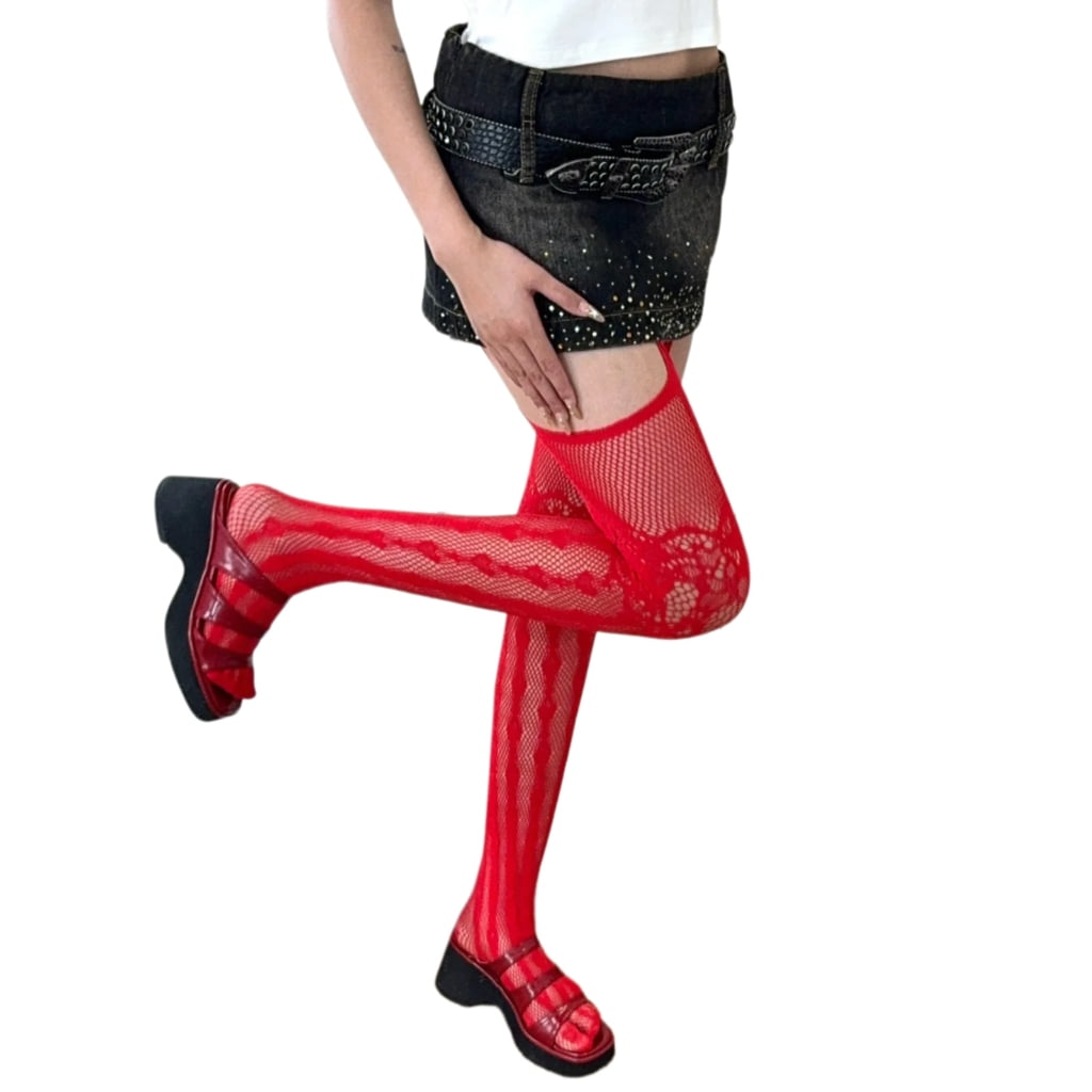 Guaber Sock,Women Subcultures Fishnet Mesh Garters Thigh High Stockings ...