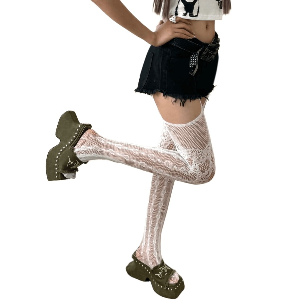 Guaber Sock,Women Subcultures Fishnet Mesh Garters Thigh High Stockings ...