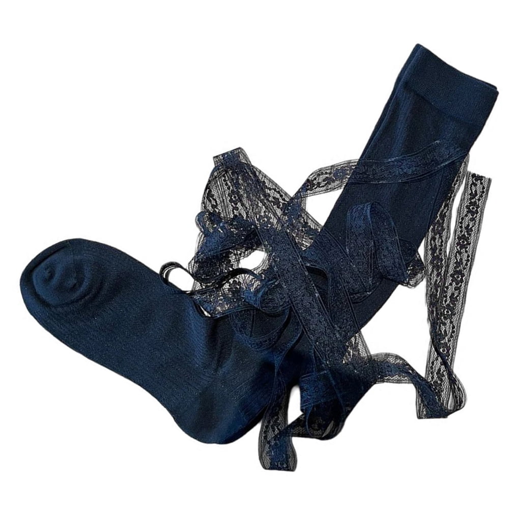 Guaber Sock,Women Sweet Ballet Thin Ribbed Over the Calf Socks Japanese ...