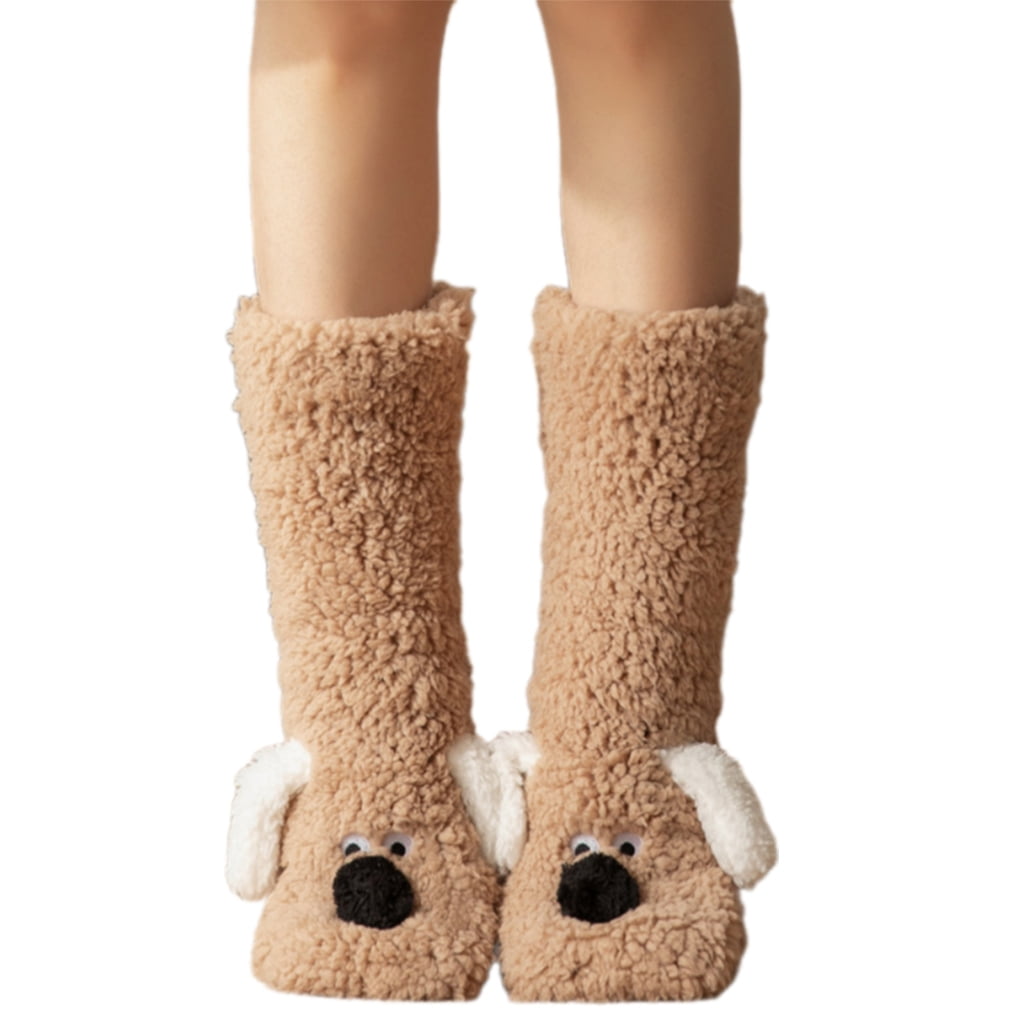 Guaber Sock,Women Winter 3D Puppy Dog Ear Fuzzy Slipper Socks Nonslip ...
