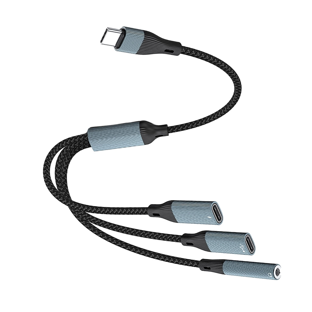 Guaber Type C 3in1 Adapter Cable USB C to USB Type C 3.5mm Sound PD60W ...