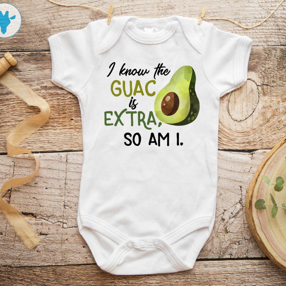Guac Is Extra So Am I Onesie - Avocado Bodysuit - Funny Baby Onesie ...