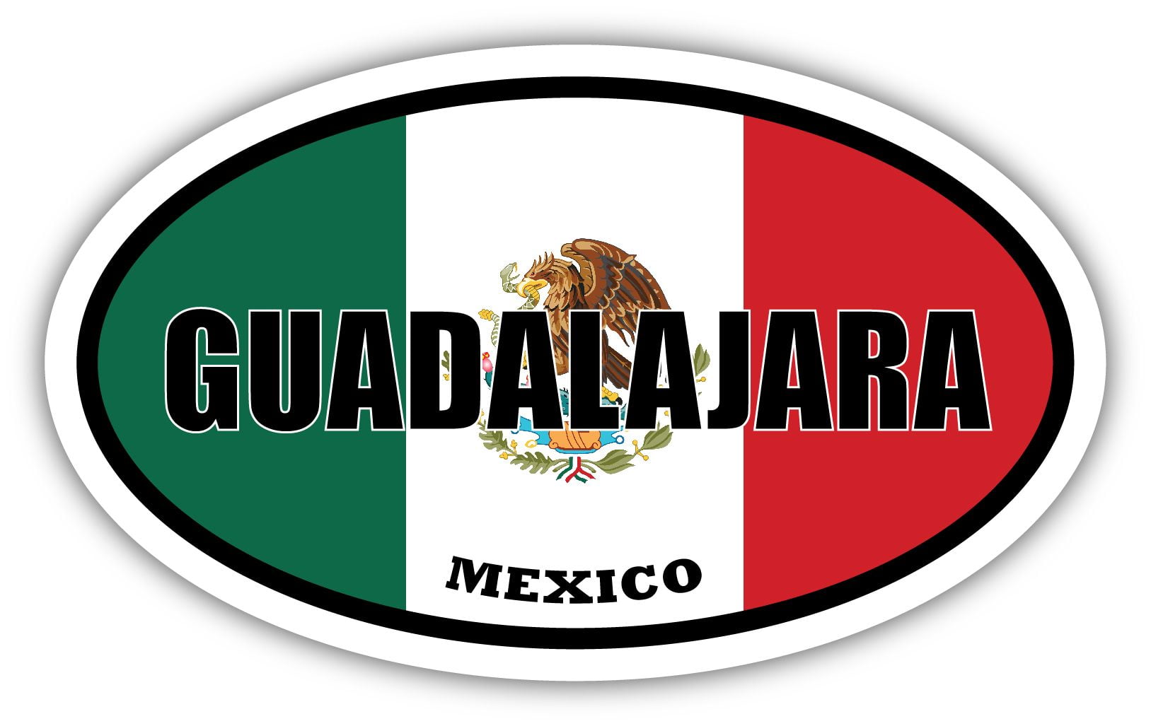 Guadalajara Mexico Flag Oval Decal Vinyl Bumper Sticker 3x5 inches ...
