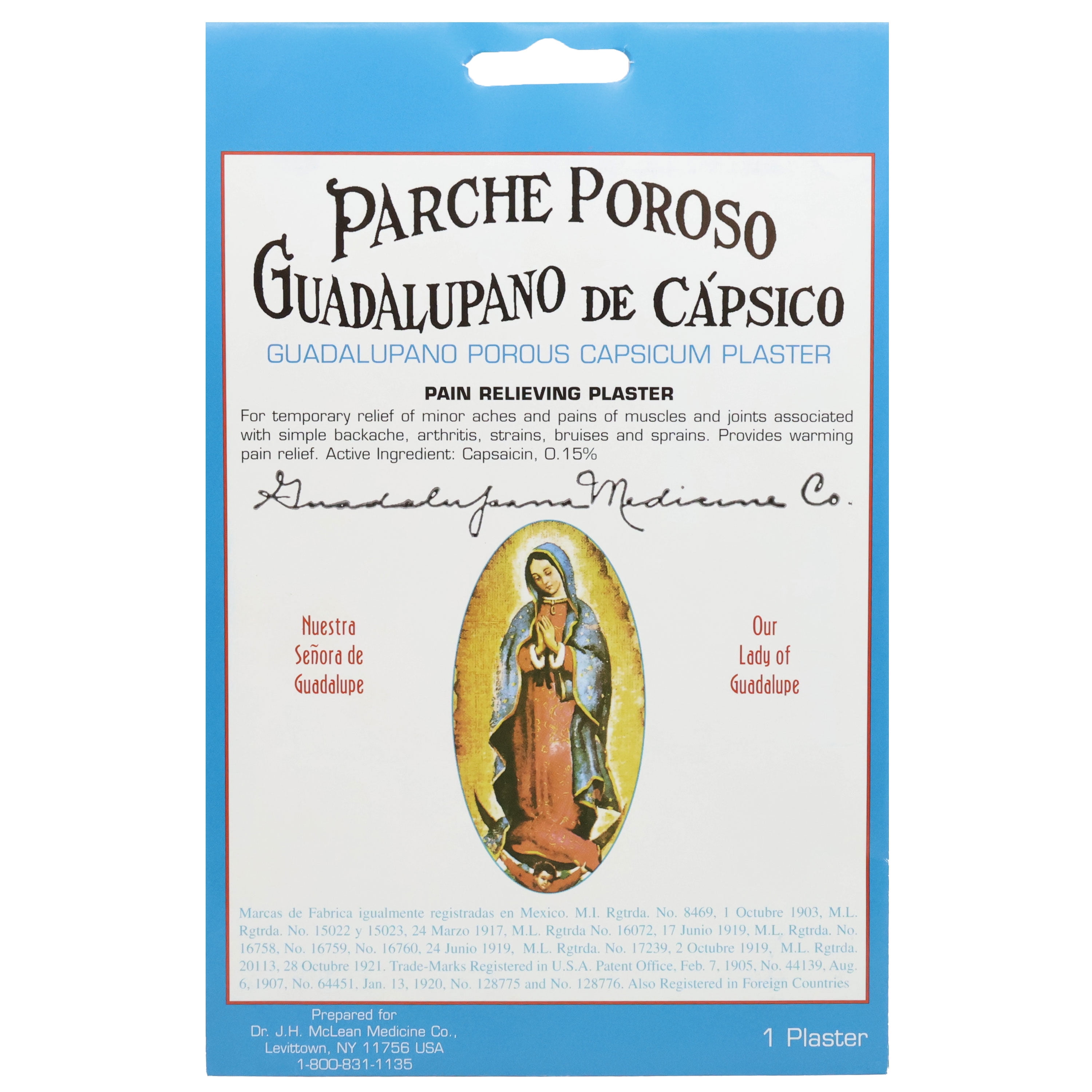Guadalupano Porous Capsicum Pain Relieving Plaster 4.5" X 7",12 packs ...