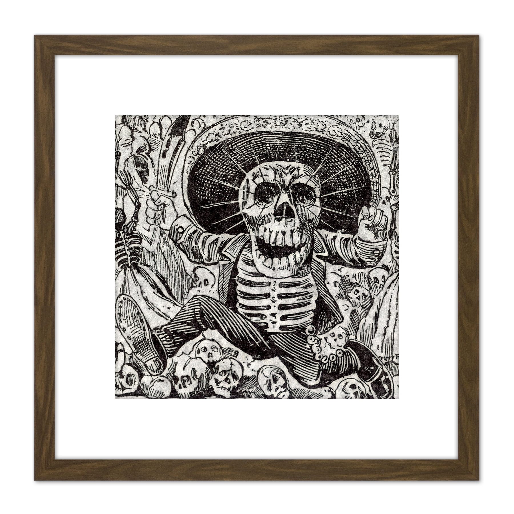 Guadalupe Calavera Skull From Oaxaca Mexico 8X8 Inch Square Wooden ...