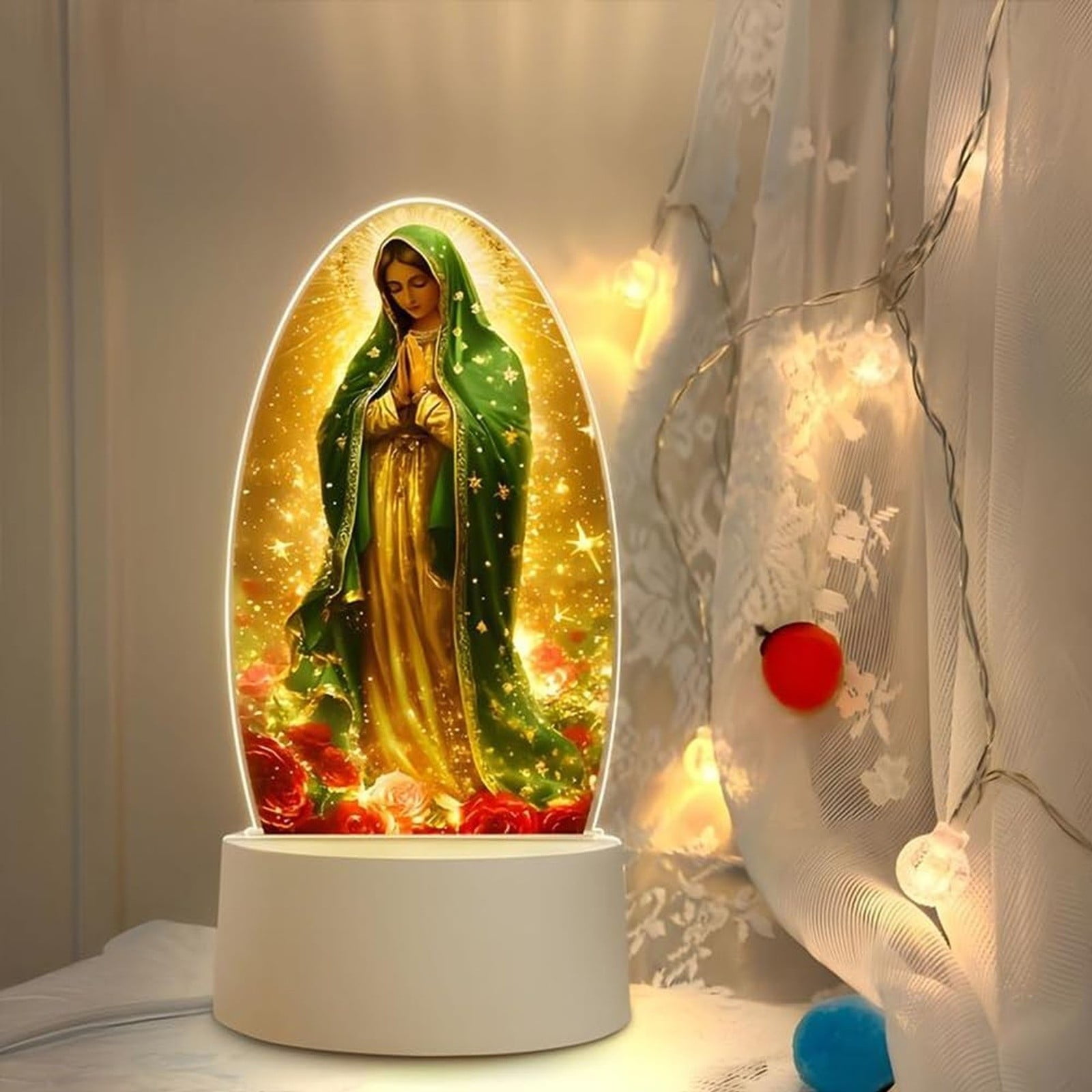 Guadalupe Virgin Prayer Lamp, Mary Prayer Night Light LED Catholic ...