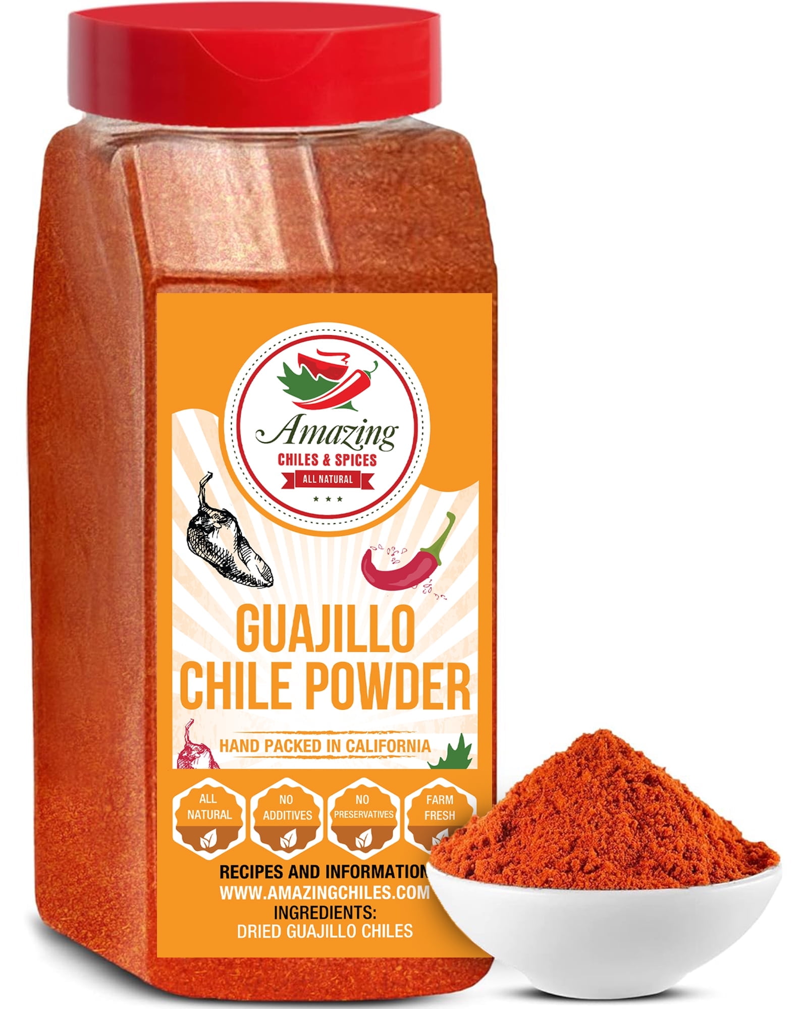 Amazing Chiles Guajillo Chile Powder 1LB Ground for Mexican Sauces ...