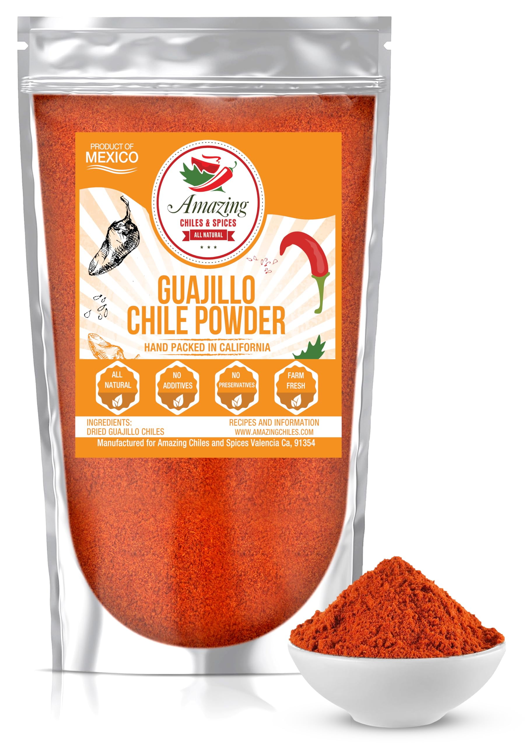 Guajillo Chile Powder Ground AKF18 (8oz) - Natural and Great For Chili ...