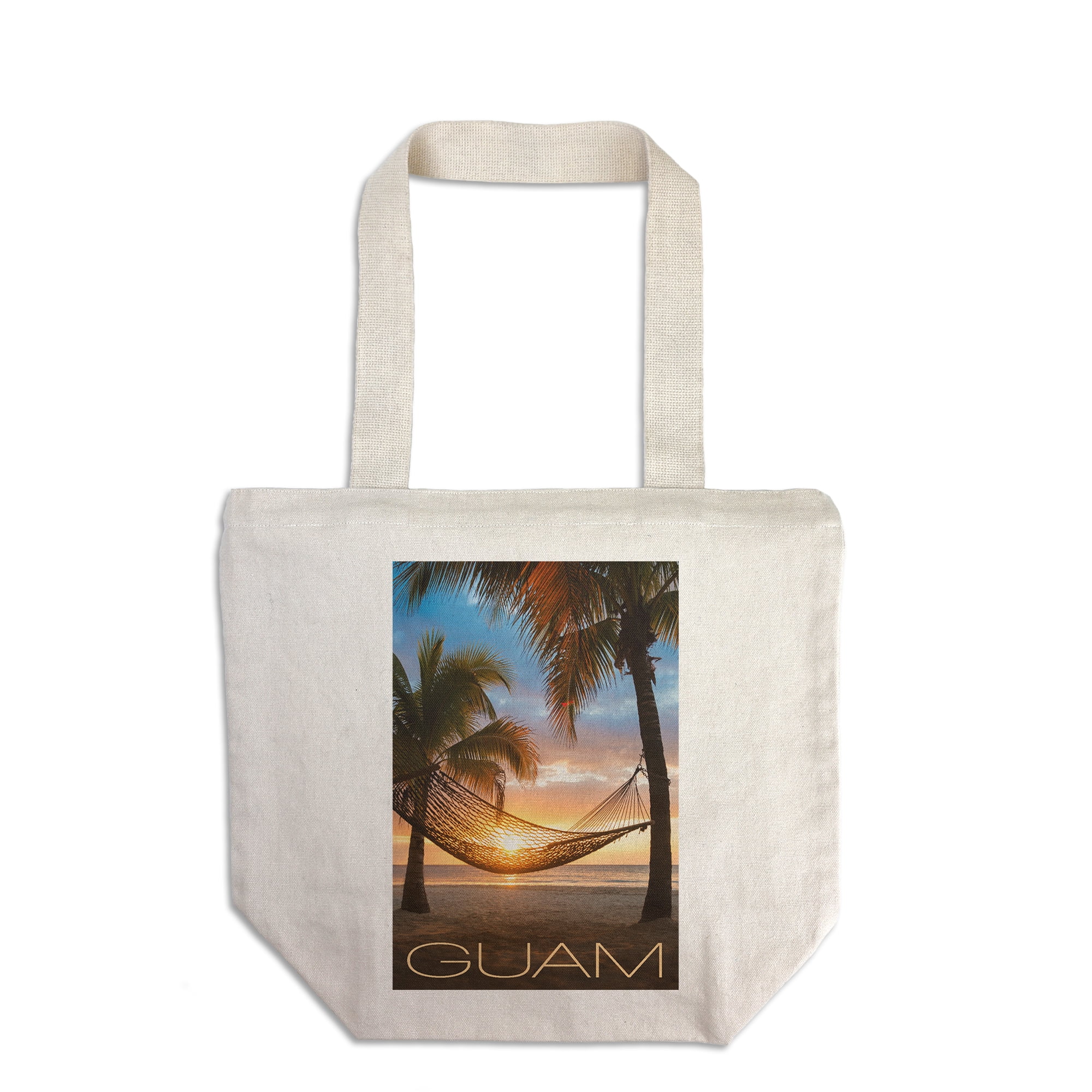 Guam, Hammock and Sunset (100% Cotton Canvas Reusable Tote Bag ...