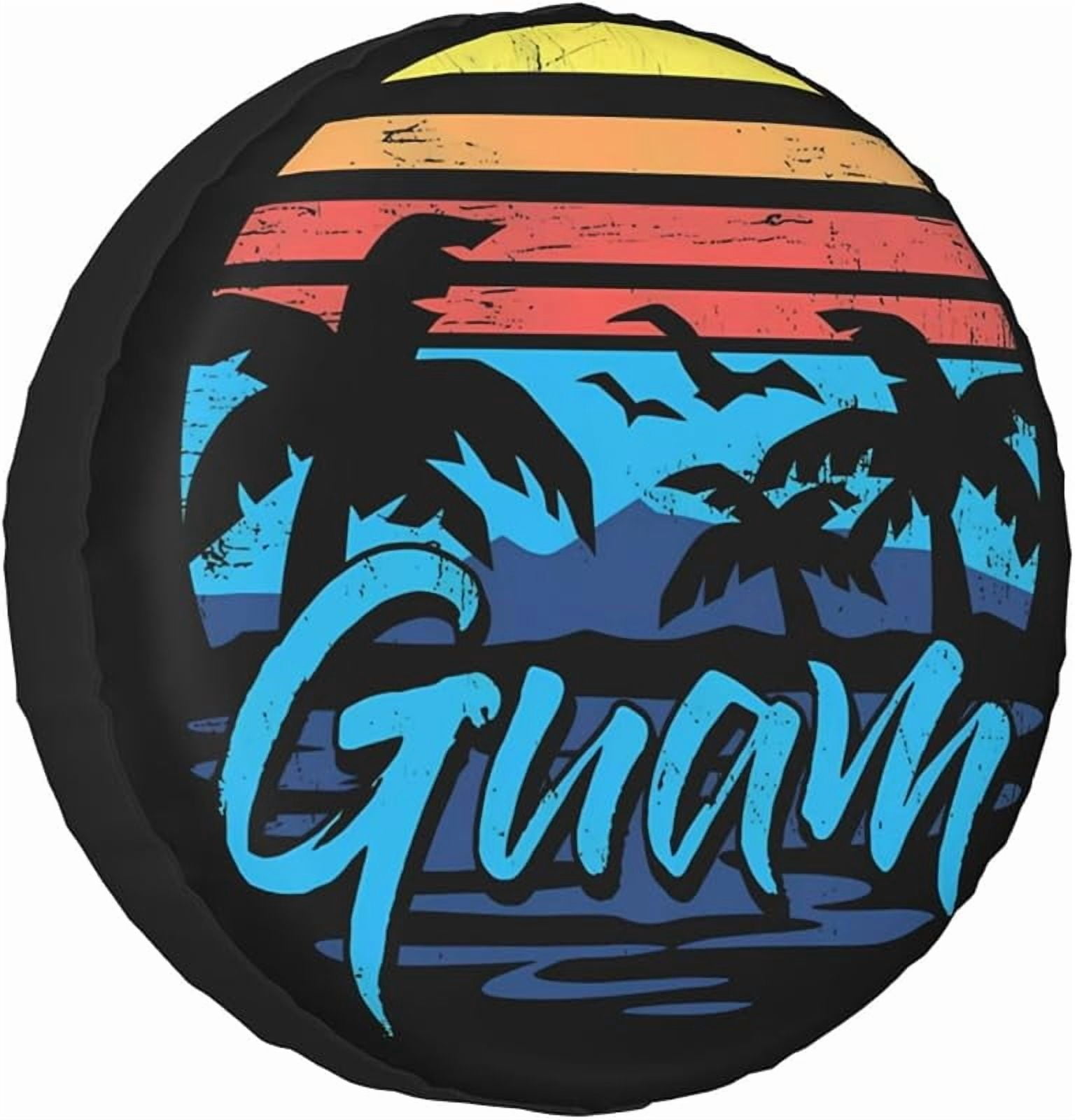 Guam Island Flag Palm Trees Spare Tire Cover Weatherproof Wheel ...
