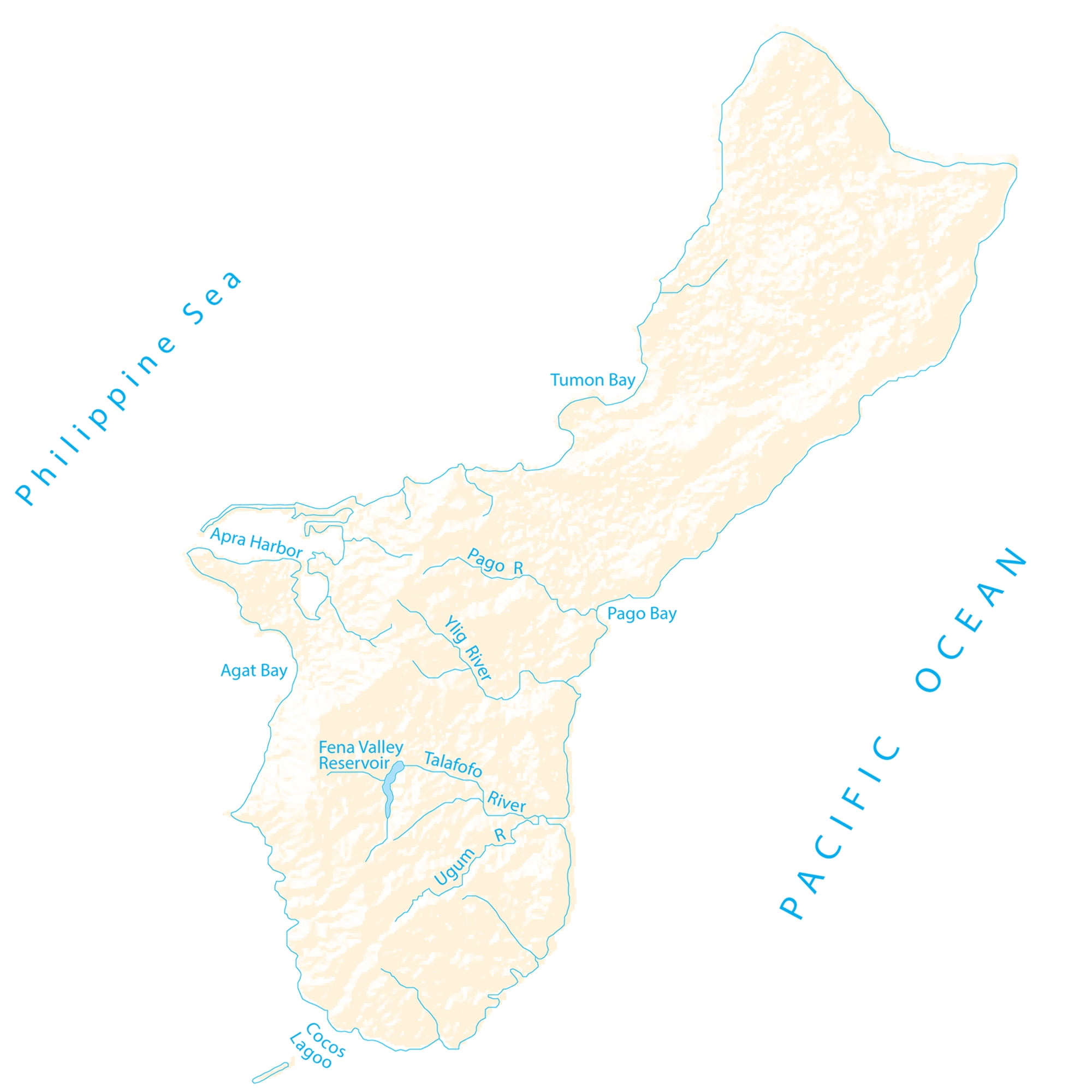 Guam Lakes and Rivers Map GLOSSY POSTER PICTURE PHOTO PRINT BANNER ...