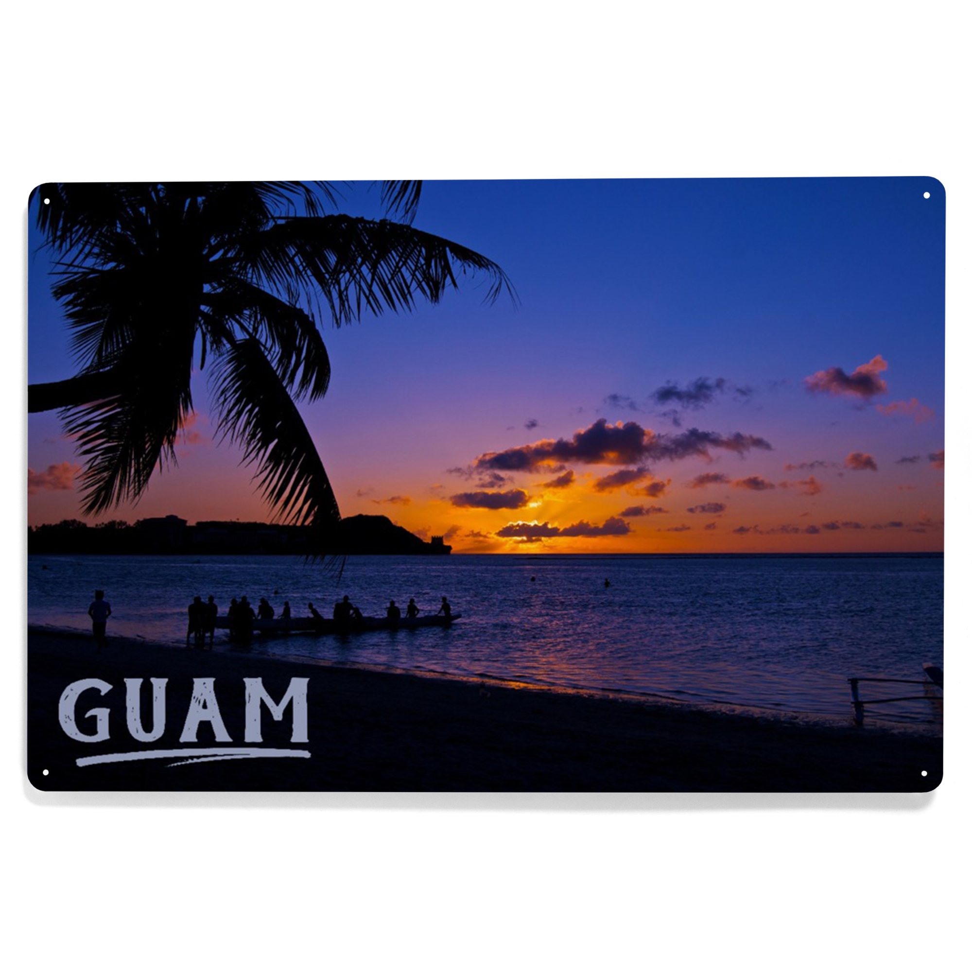 Guam, Palm at Sunset (12x18 Aluminum Art, Indoor Outdoor Metal Sign ...