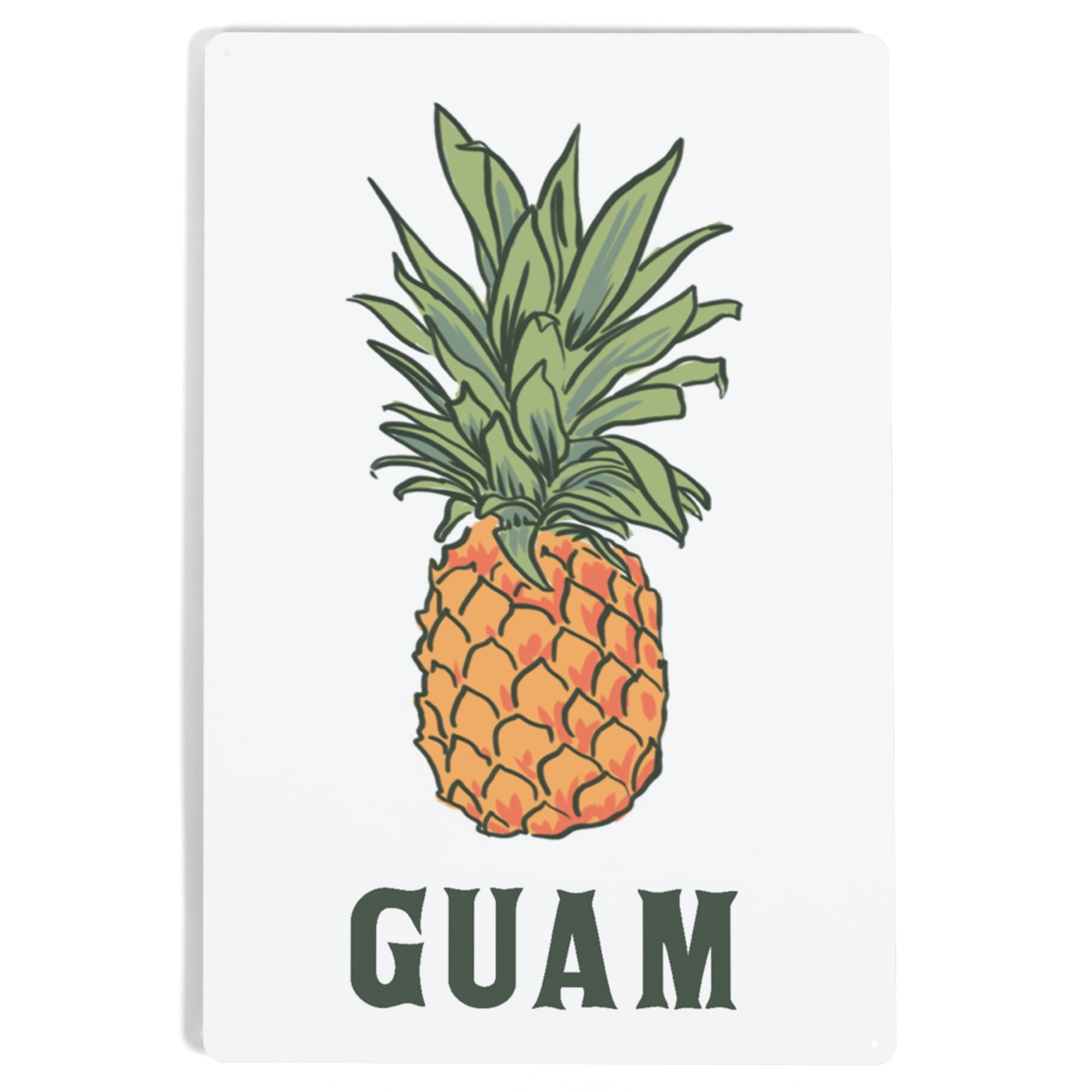 Guam, Pineapple, Icon (12x18 Aluminum Art, Indoor Outdoor Metal Sign ...