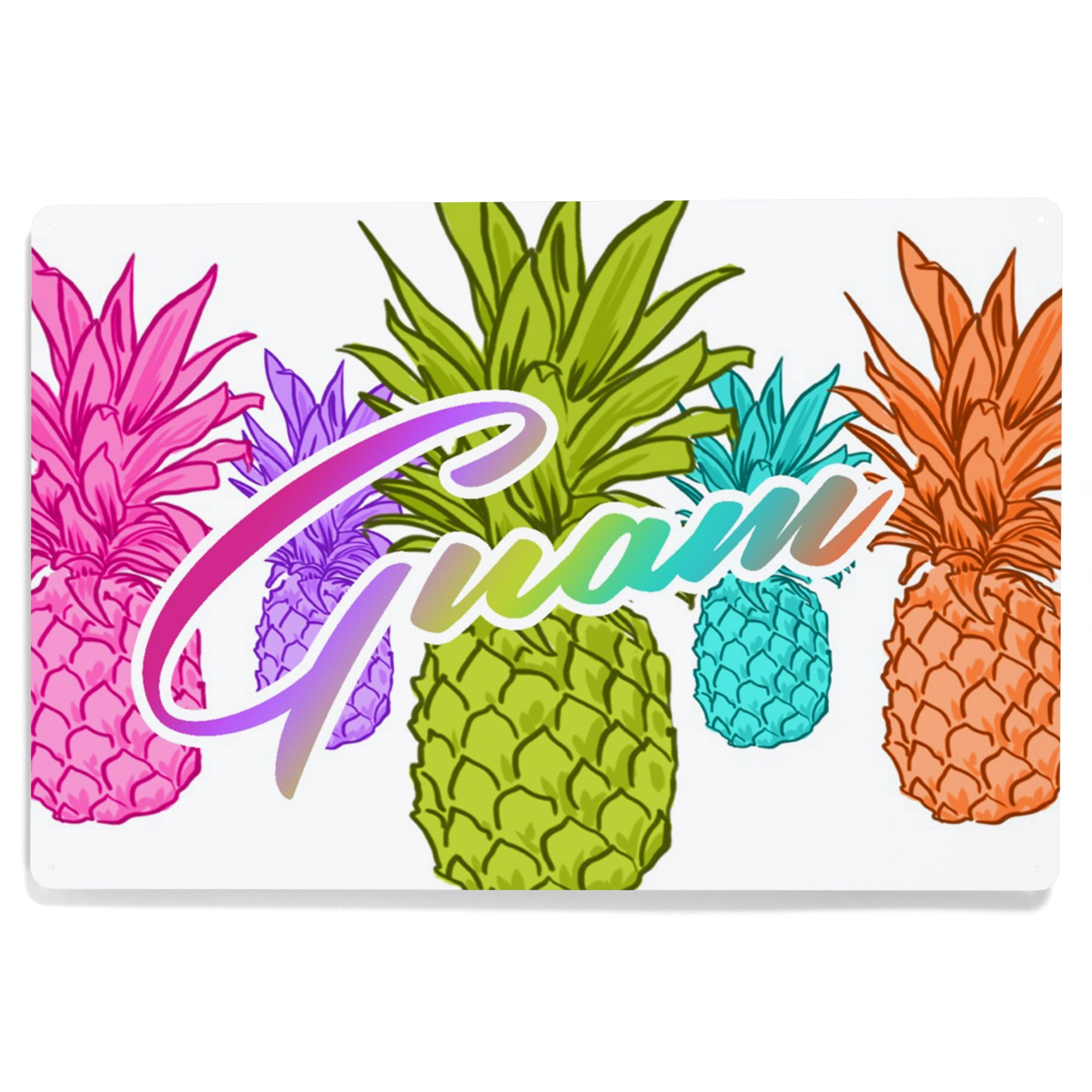 Guam, Rainbow Pineapples (12x18 Aluminum Art, Indoor Outdoor Metal Sign ...