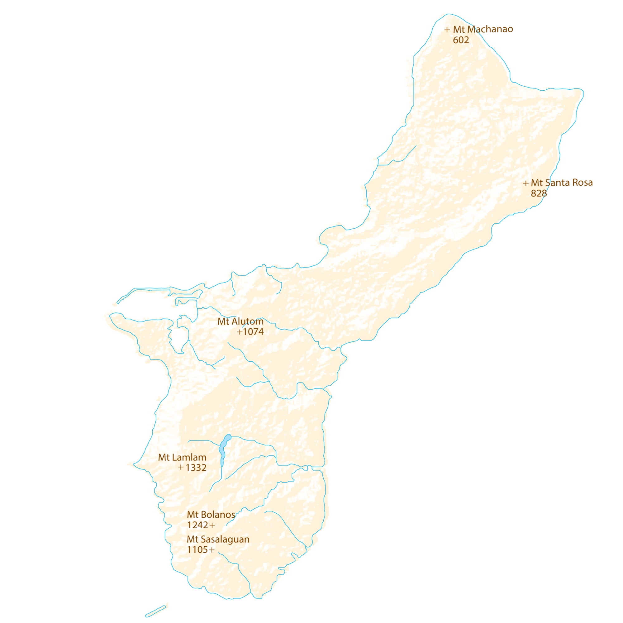 Guam Terrain Mountain Map GLOSSY POSTER PICTURE PHOTO PRINT BANNER ...