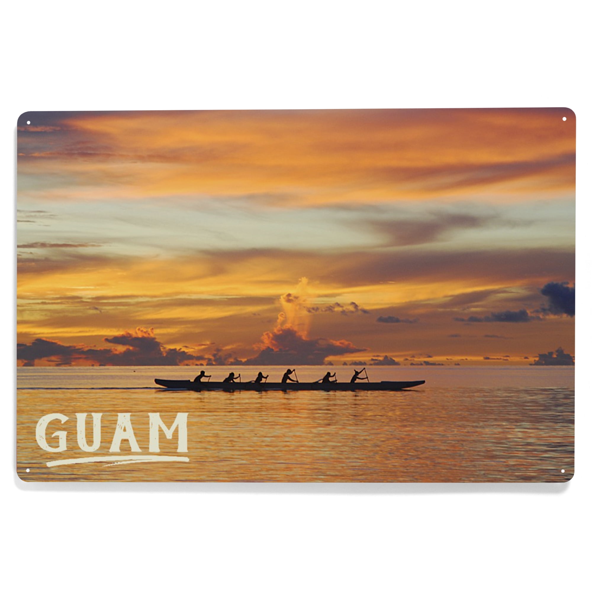 Guam, USA, Boat and Sunset (12x18 Aluminum Art, Indoor Outdoor Metal ...