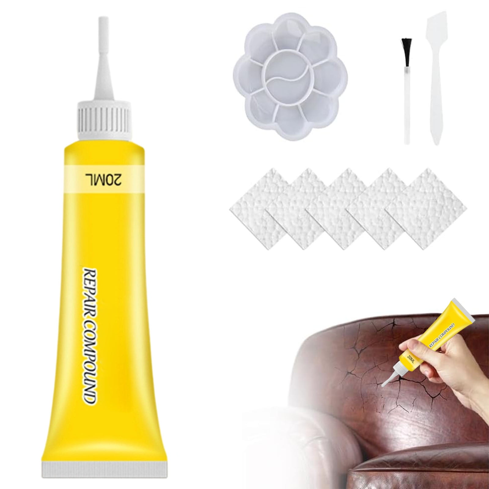 Guan Leather Repair Cream Kit - All-Purpose Leather Restoration for Car Seats, Sofas, Jackets ...