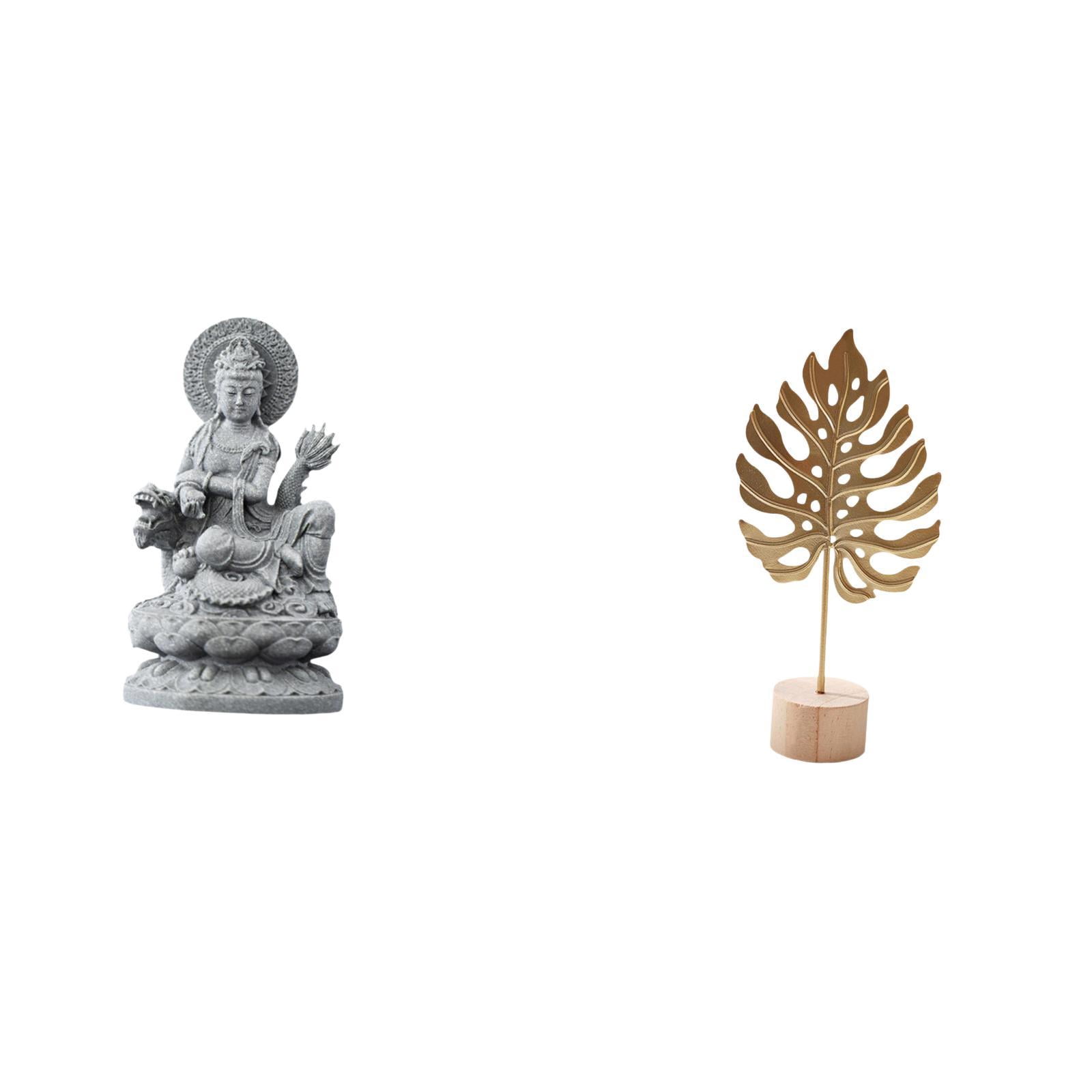 Guan Yin Statue Kuanyin Figurine Leaf Craft Iron and Wood Material ...